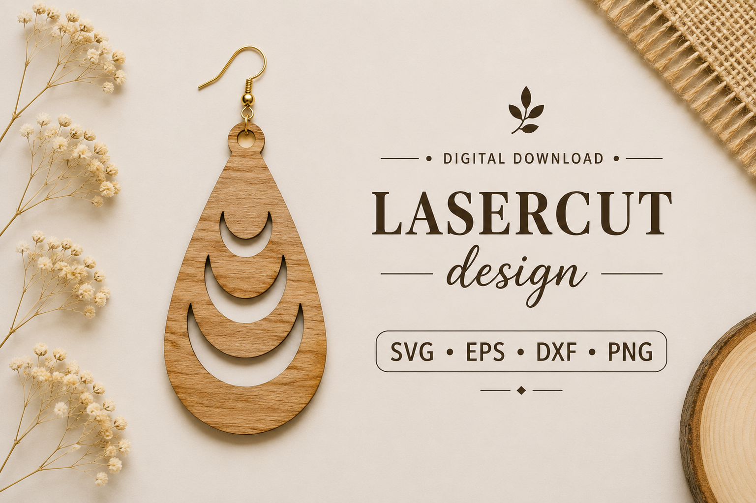 Wooden Earring SVG,Laser Cut Files · Creative Fabrica