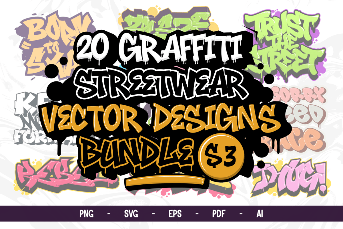 20 Streetwear Vector Design Bundle Bundle · Creative Fabrica