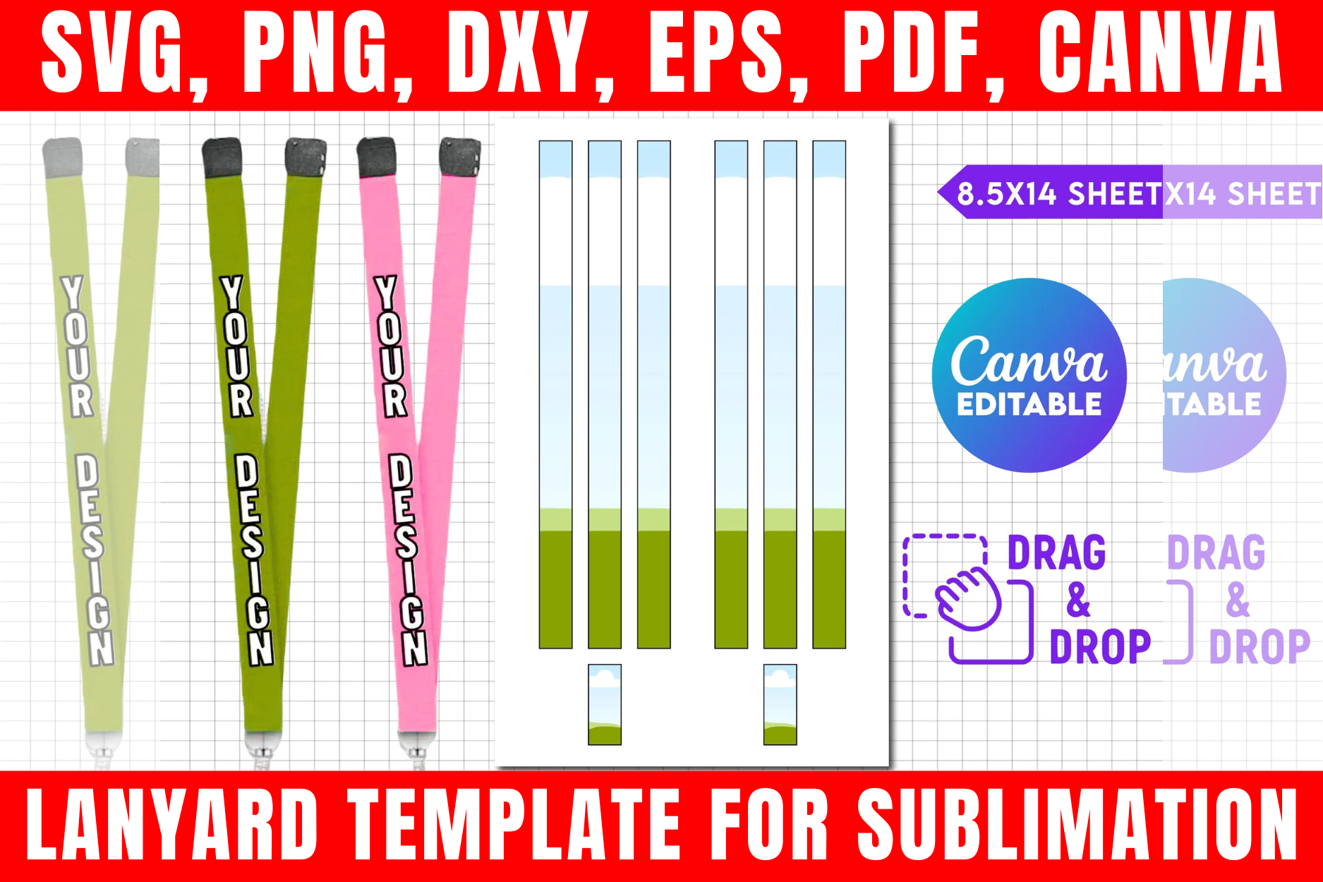 Lanyard Template for Sublimation Graphic by freshzone228 · Creative Fabrica