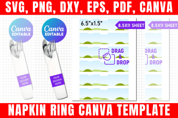 Napkin Ring Template, Utensil Pocket SVG Graphic by freshzone228 ...