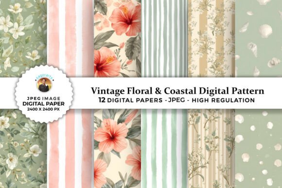 Vintage Pink Floral Digital Patterns Graphic by sagorarts · Creative ...
