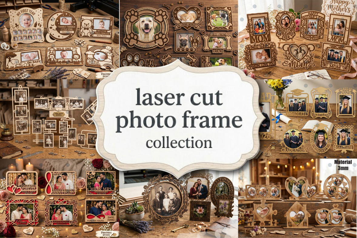 Laser Cut Photo Frame Collection Bundle · Creative Fabrica