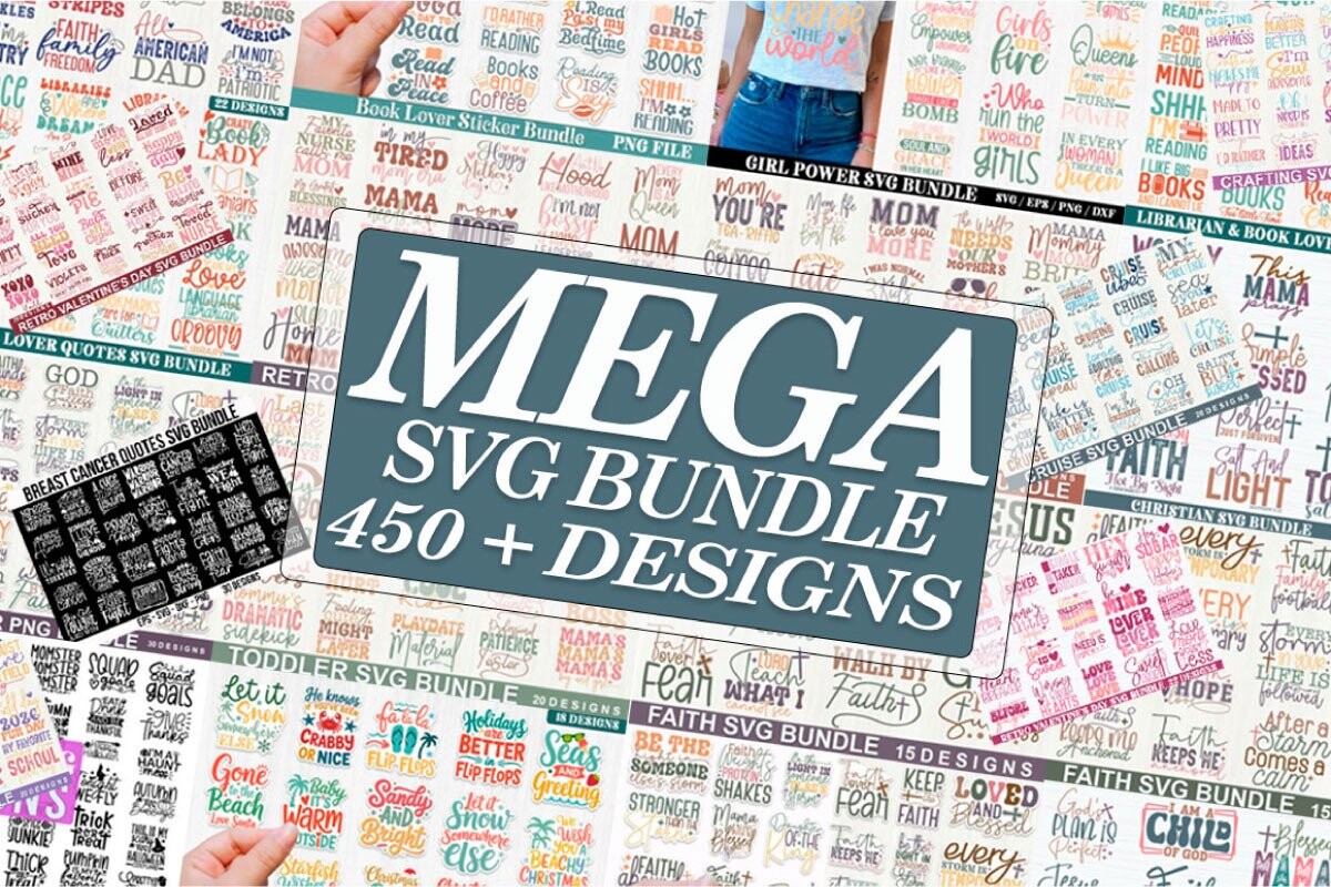 Mega SVG Bundle 450 + Designs Bundle · Creative Fabrica