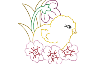 Spring Chick Outline Design · Creative Fabrica