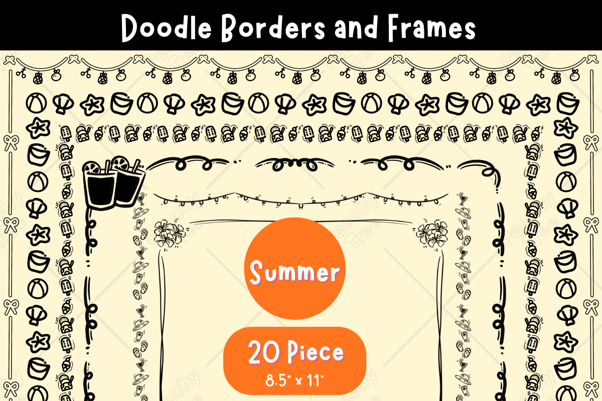 Summer Doodle Borders and Frames Set 2 Graphic by Peachy Tree ...
