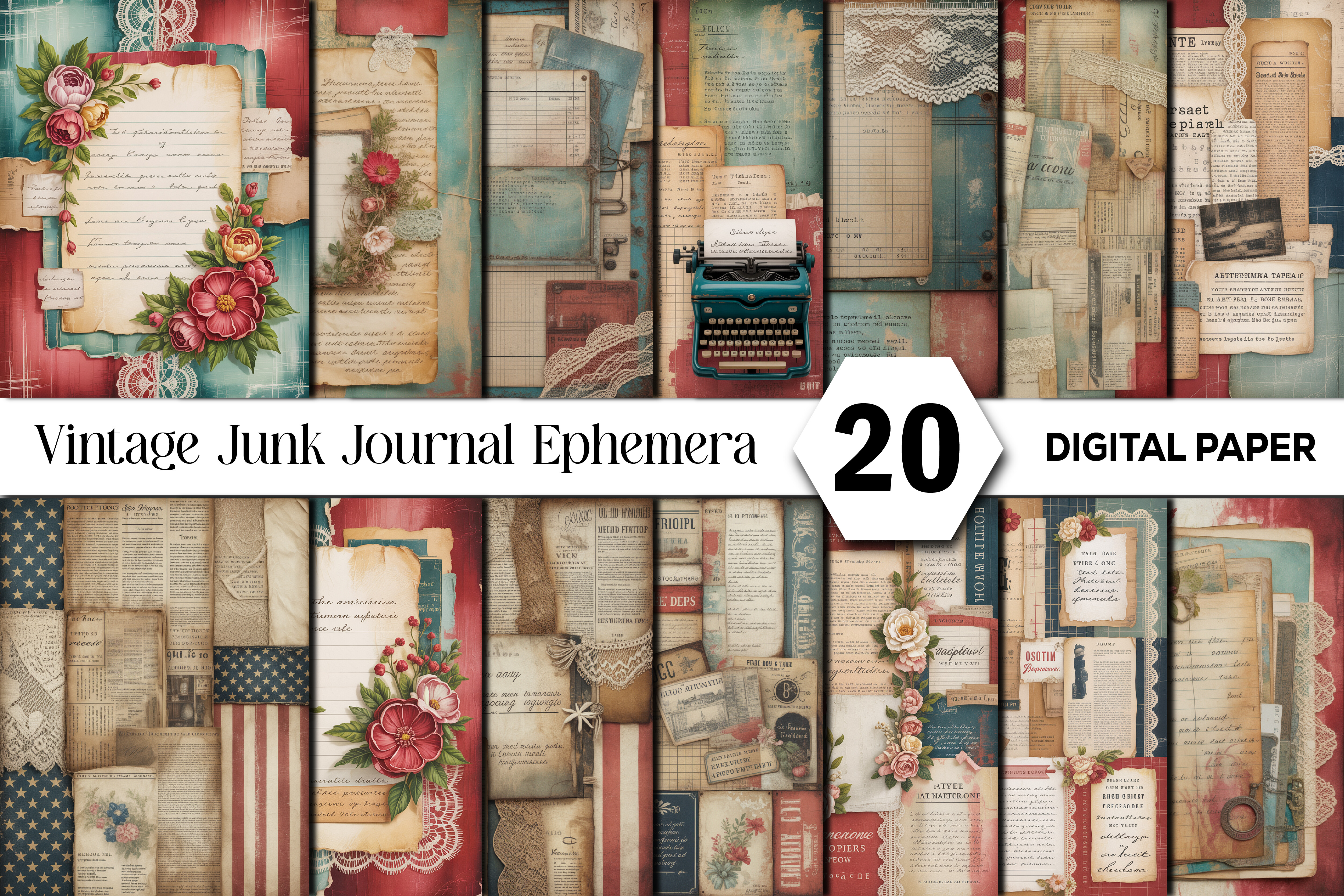 Vintage Junk Journal Ephemera Background Graphic by Design Studio 45 ...