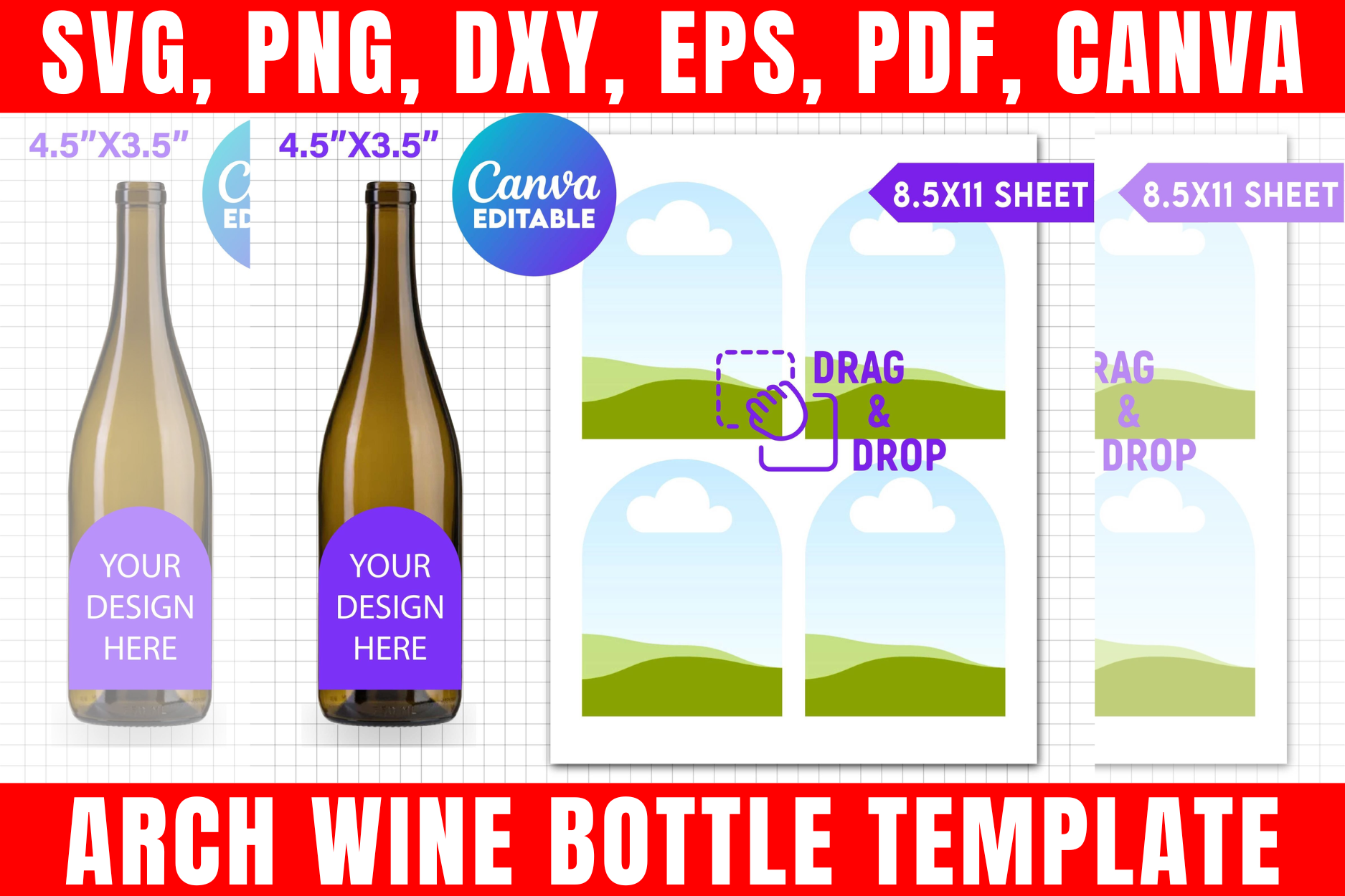 Arch Wine Bottle Canva Template Graphic by freshzone228 · Creative Fabrica