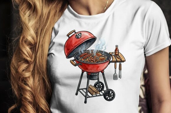 Barbecue Grill Cooking Meat Clipart Graphic by designcrafts · Creative ...