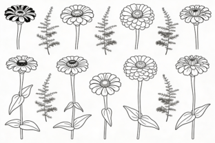 Black and White Flower Line Art Clipart Graphic by mhrana730 · Creative ...