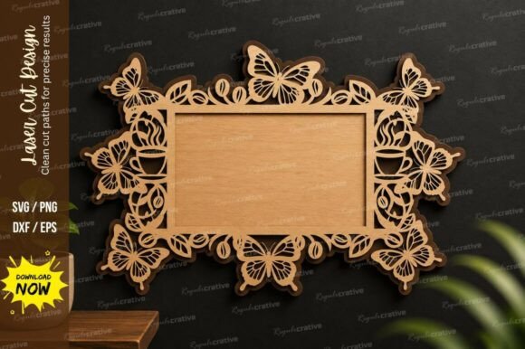 1 Butterfly Floral Label Laser Cut Svg File Butterfly Floral Label Svg ...
