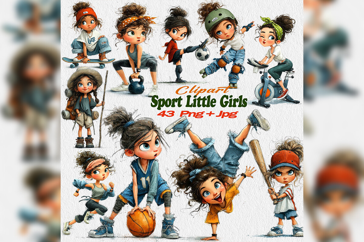 Gym Sport Girls Clipart PNG Fitness Set Graphic by One-touch · Creative ...