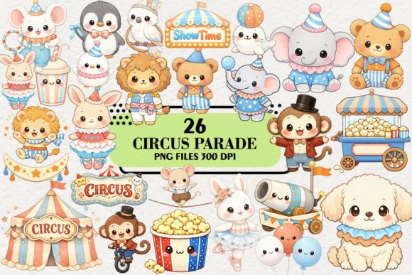 Kawaii Circus Parade Clipart Bundle Graphic by Artistic Garden ...