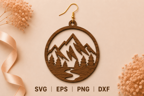 Letter E Wooden Earrings SVG Laser Cut · Creative Fabrica