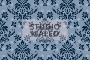 Navy Blue Victorian Damask Pattern Graphic by studiomaleo.illustration ...