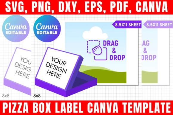 Pizza Box Label Canva Template Graphic by freshzone228 · Creative Fabrica