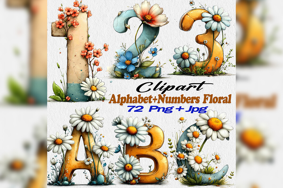 Watercolor Floral Alphabet and Letters Graphic by One-touch · Creative ...