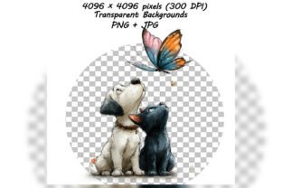 Whimsical Dog Cat Flower Clipart PNG Set Graphic by One-touch ...