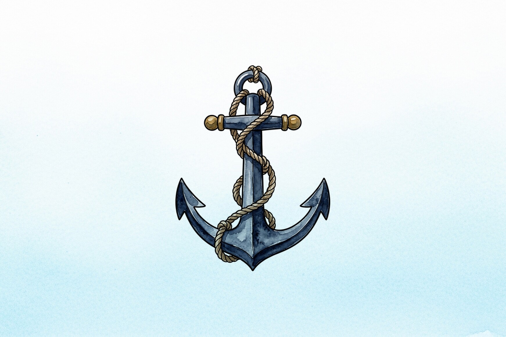 Anchor with Rope Watercolor Art Graphic by designcrafts · Creative Fabrica