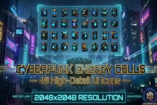 Cyberpunk Energy Cells – 40 Game UI Icon Graphic by steblevvn5 ...