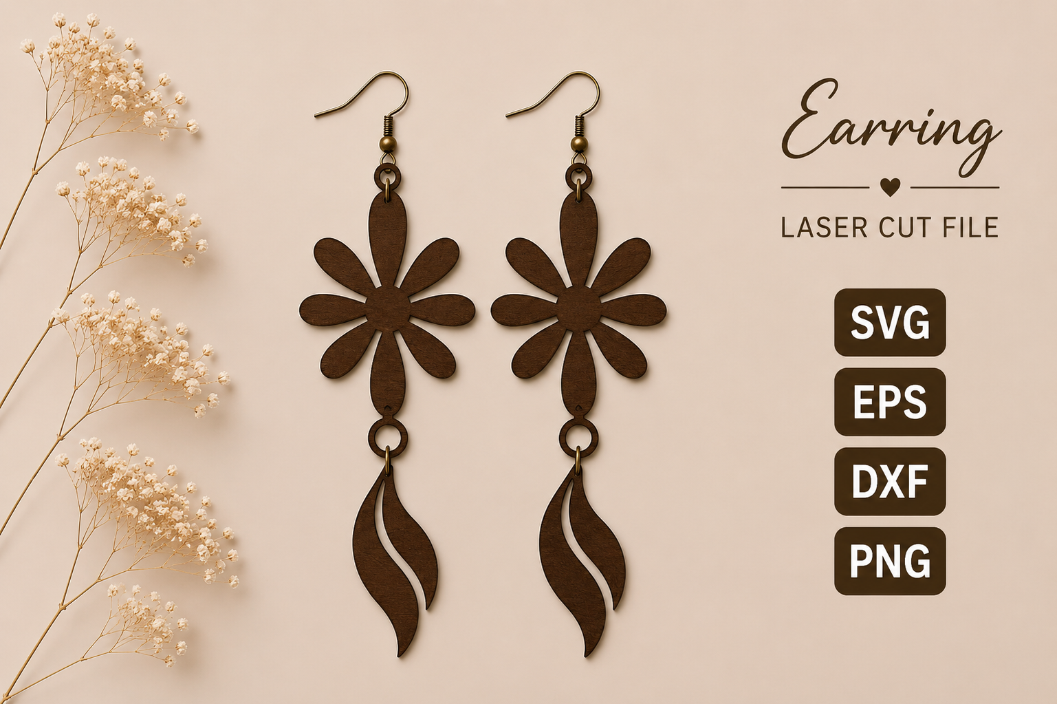Daisy Flower Earrings SVG,Laser Cut File · Creative Fabrica