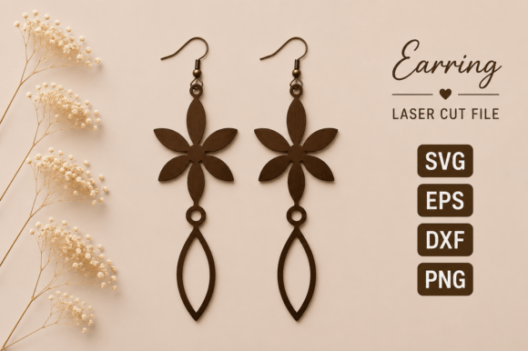 Daisy Flower Earrings SVG,Laser Cut File · Creative Fabrica