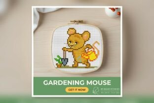 Gardening Mouse Cross Stitch Pattern PDF Afbeelding door Boutique ...