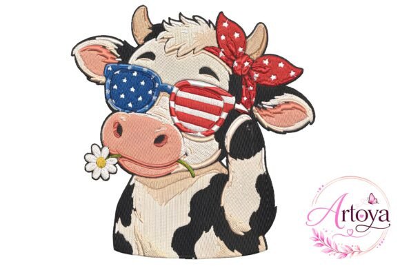 1 Farmhouse Cow Embroidery Art Designs & Graphics