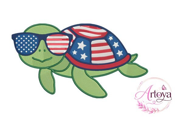 1 Usa Turtle Machine Embroidery Designs & Graphics
