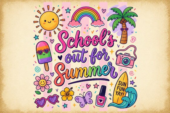 School out Summer Cute Doodle PNG Graphic by Sublimation Studio ...
