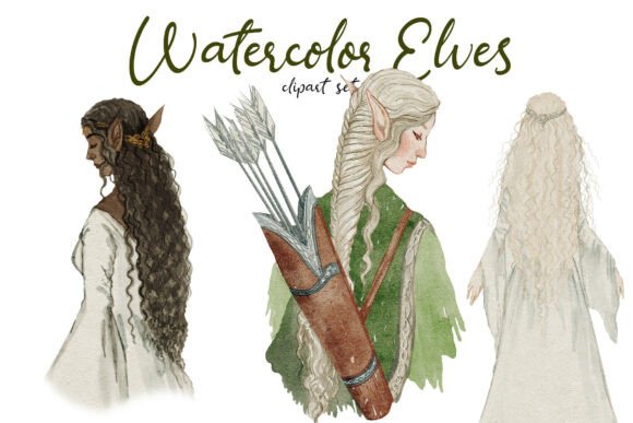 Watercolor Elves Hand-drawn Clipart Pack Graphic by Kaleriia Studio ...