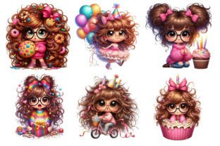 Whimsical Cute Birthday Girl Clipart Graphic by Artoya · Creative Fabrica