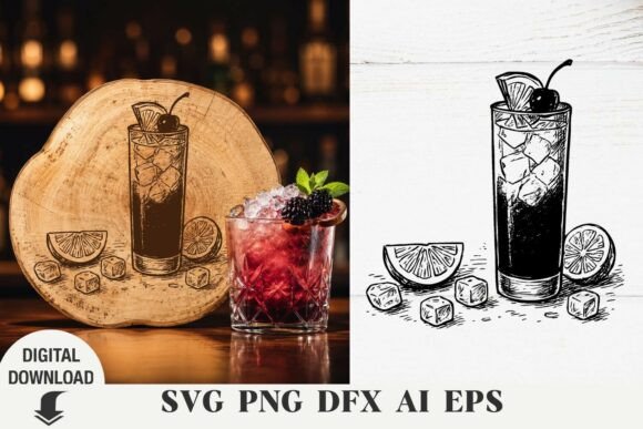 Cocktail Svg, Summer SVG, Laser Engraved Graphic by OksisMG · Creative ...