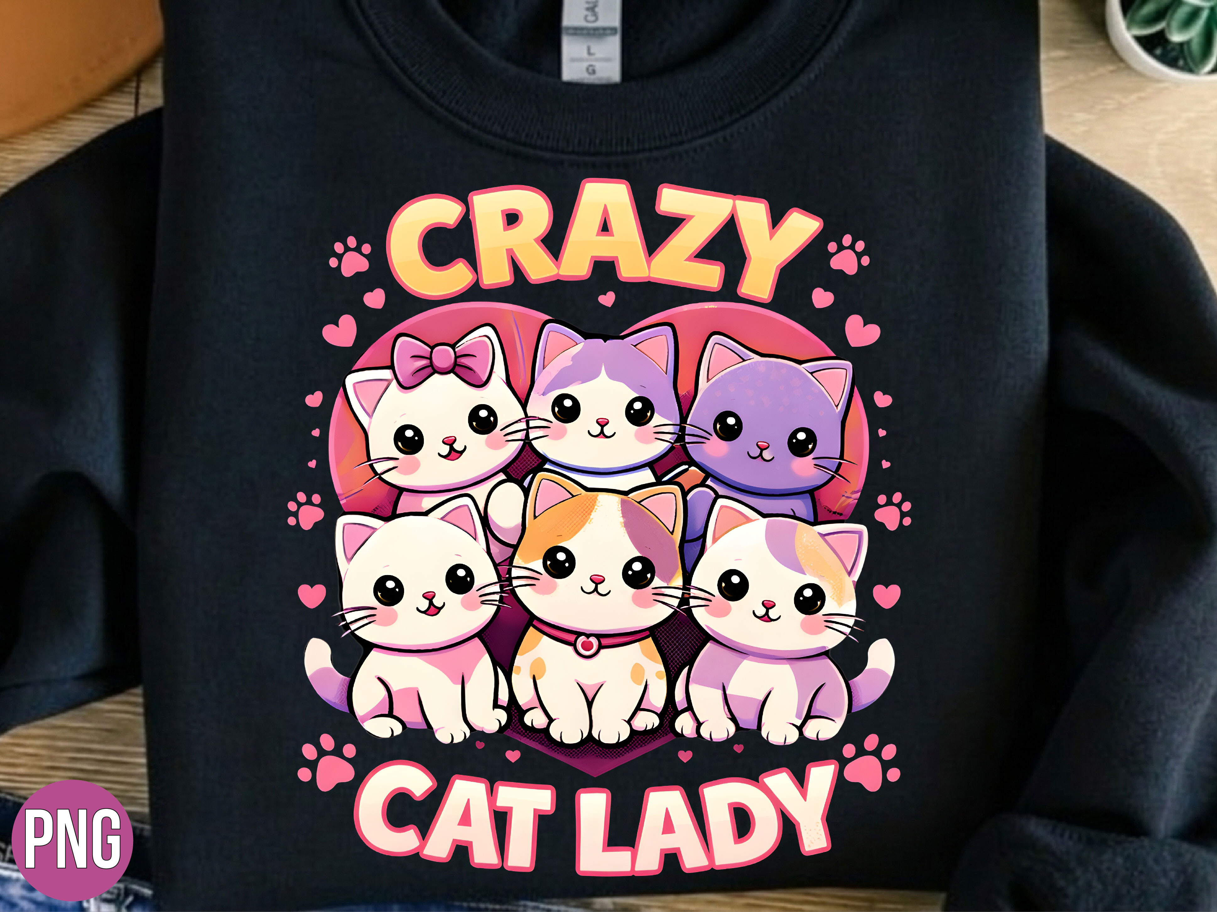 Crazy Cat Lady Kawaii Kittens Heart PNG Graphic by LILY DIGITAL Arts ...