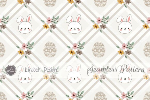 Cute Easter Bunnies and Eggs Seamless Graphic by lindoet23 · Creative ...