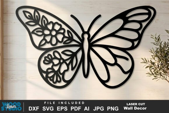 Flower Butterfly Laser Cut SVG · Creative Fabrica