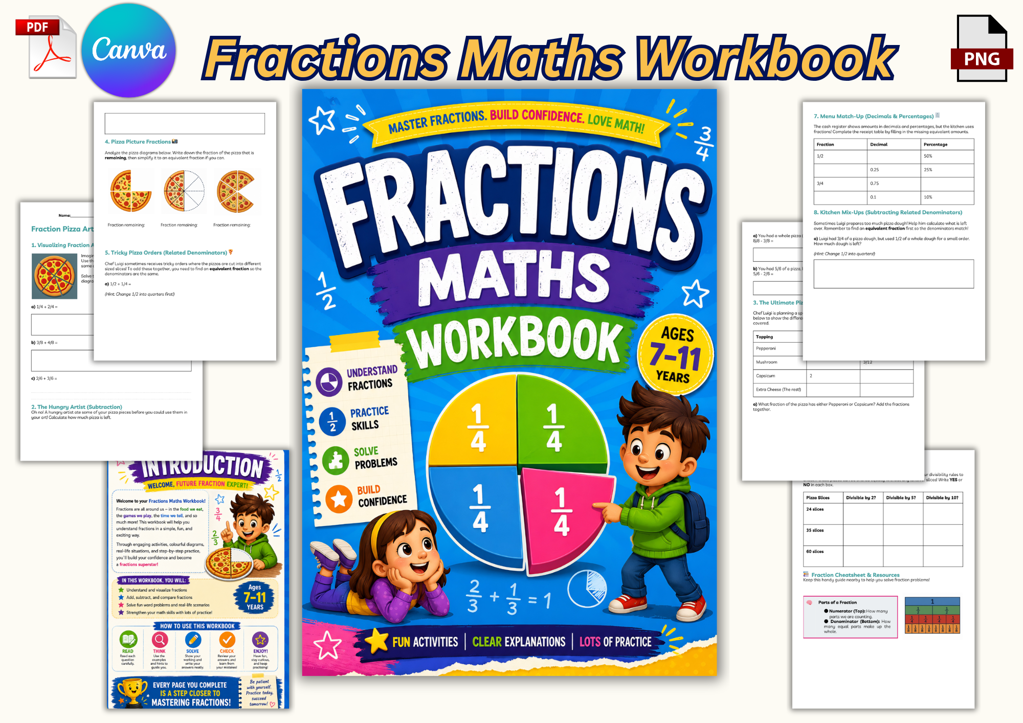 Fractions Maths Workbook for Kids Graphic by Nora as · Creative Fabrica