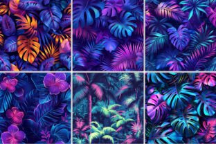 Neon Tropical Leaves Seamless Pattern Graphic by Black Bird Studio ...