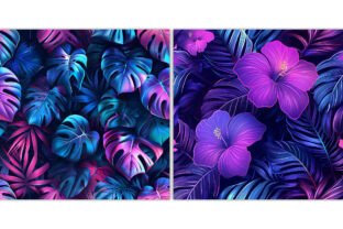 Neon Tropical Leaves Seamless Pattern Graphic by Black Bird Studio ...