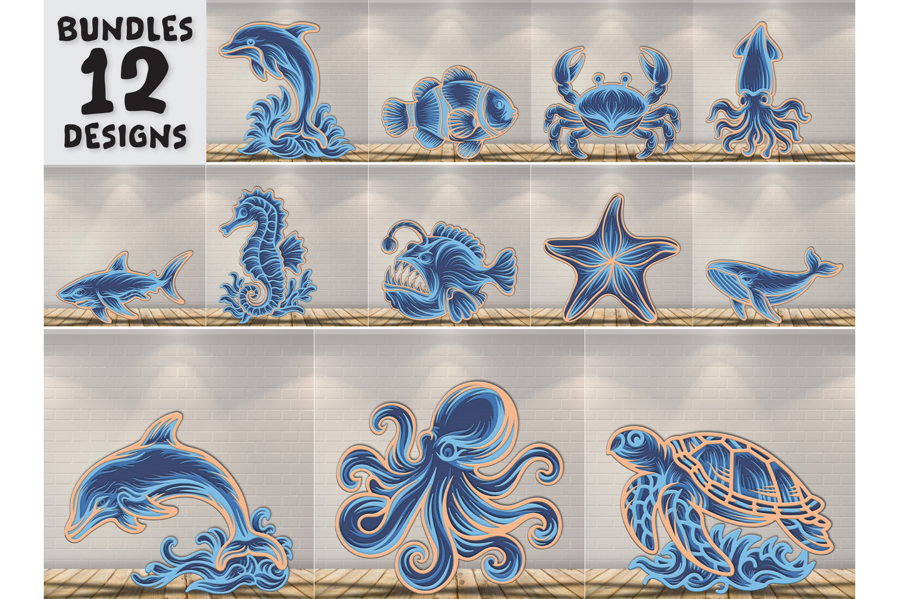 Ocean Animals Laser Cut SVG - Marine · Creative Fabrica