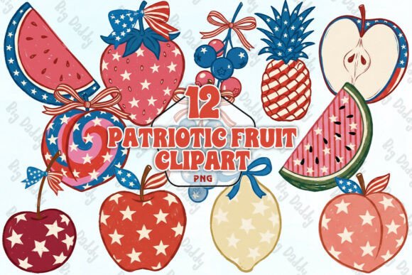 Patriotic Fruit Clipart PNG Graphic by Big Daddy · Creative Fabrica