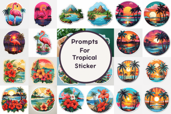 Prompt for Tropical Digital Sticker Gráfico por Milano Creative ...