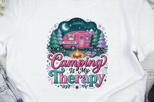 Retro Pink Camper Camping is My Therapy Gráfico por ...