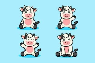 Set of Cute Baby Cow Sitting Graphic by deevector · Creative Fabrica