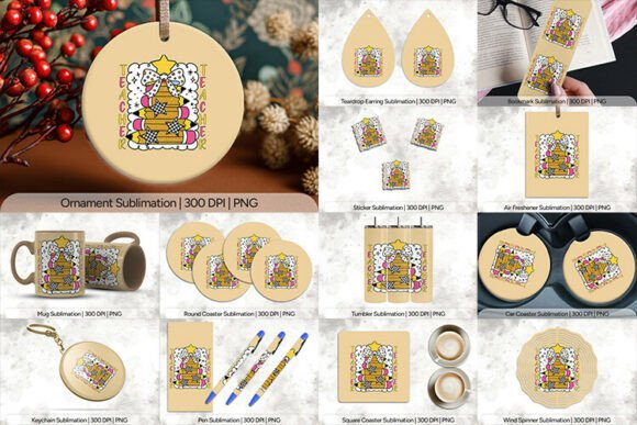 Teacher Pencil Tree Sublimation Bundle Graphic by Digital Goodies ...