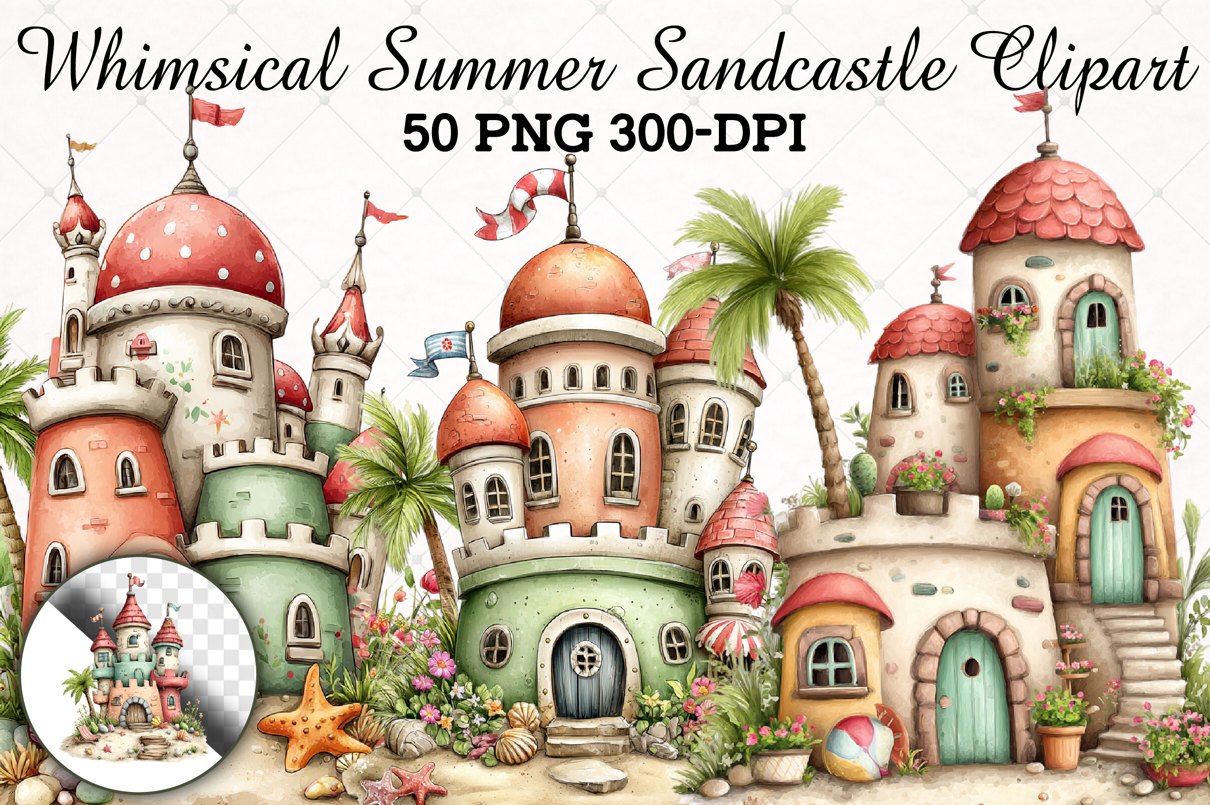 Whimsical Summer Sandcastle Clipart PNG Graphic by NexaArt · Creative ...