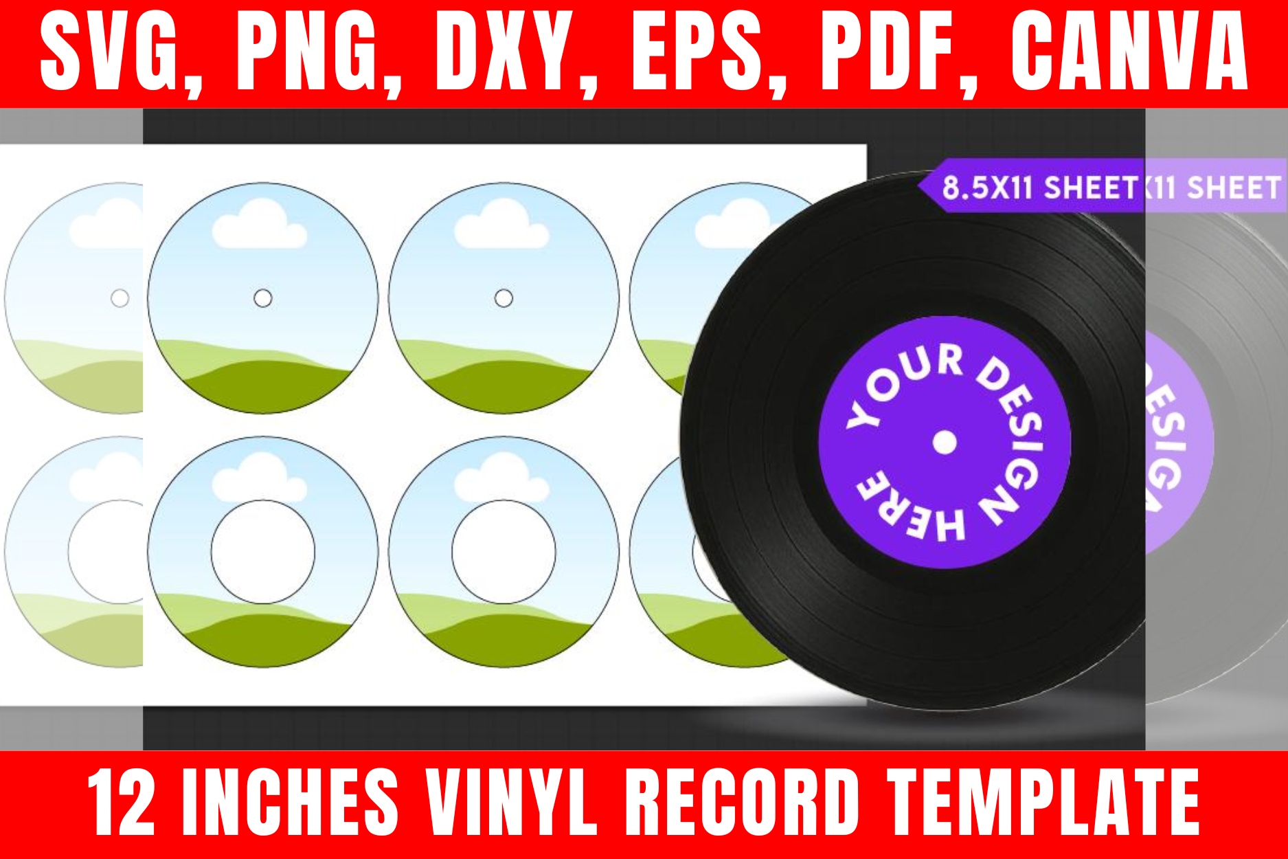 12 Inches Vinyl Record Canva Template Graphic by freshzone228 ...