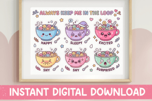 Cereal Bowl Emotion Sticker Sheet Print Graphic by October Second ...