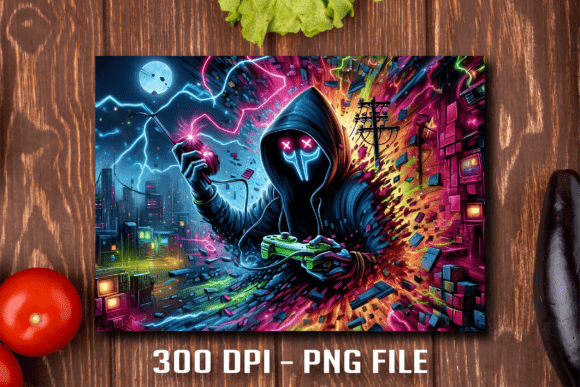 Cyberpunk Neon Gamer Guy Cutting Board Graphic by COZY_OWL · Creative ...