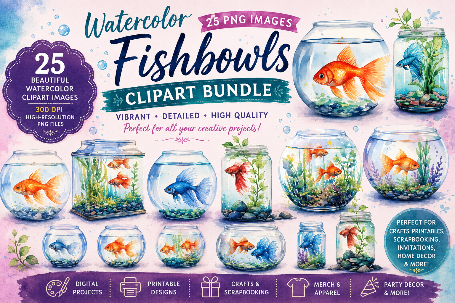 Fish Bowl Clipart Bundle Graphic by lizballew · Creative Fabrica