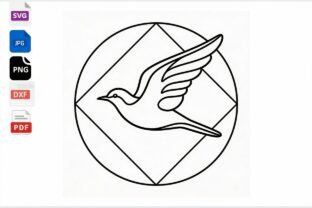 Flying Dove Circle Geometric Line Art Graphic by mhrana730 · Creative ...